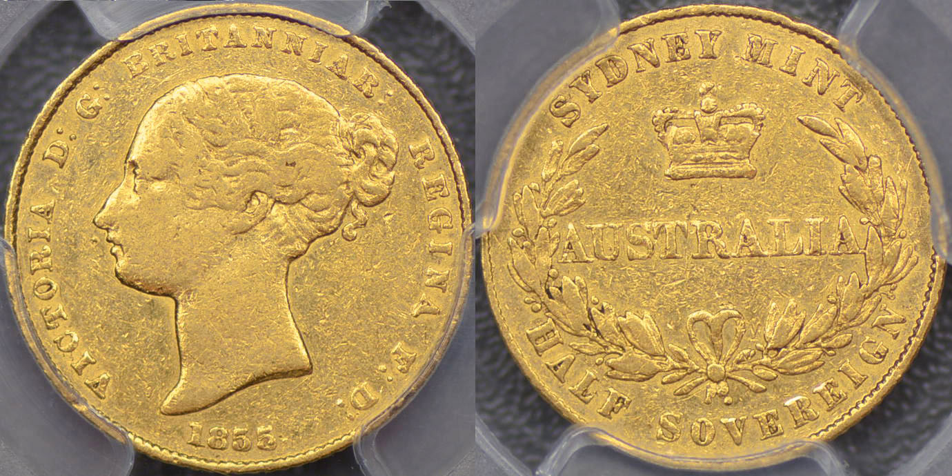 Australia, 1855 Sydney Mint Half Sovereign - Drake Sterling