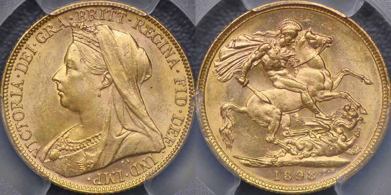 Australia, 1898 Melbourne Sovereign, PCGS MS62 - Drake Sterling