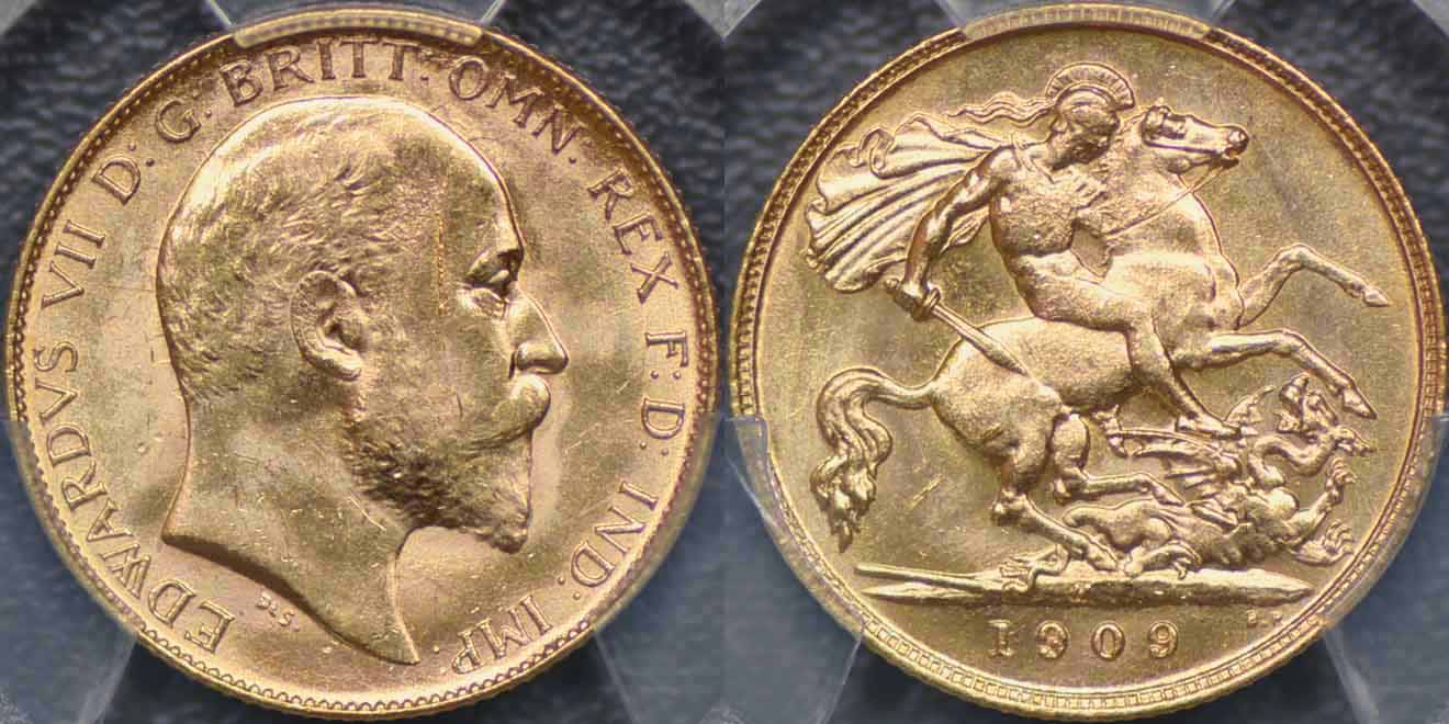 Australia, 1909 Melbourne Half Sovereign, PCGS MS63 - Drake Sterling
