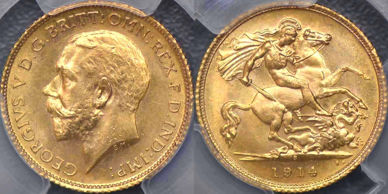 Australia, 1914 Sydney Half Sovereign, PCGS MS64 - Drake Sterling