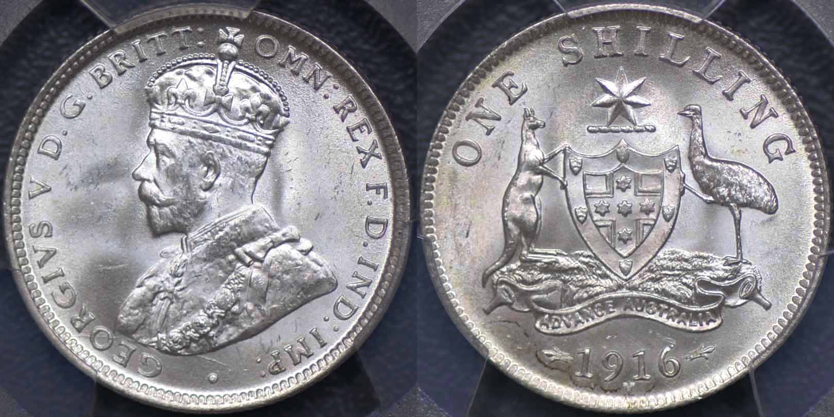 Australia, 1916 Melbourne Shilling, PCGS MS65 - Drake Sterling
