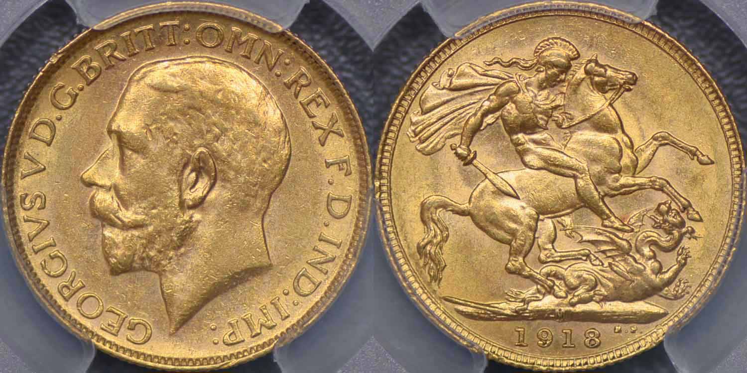 Australia, 1918 Melbourne Sovereign, PCGS AU58 - Drake Sterling