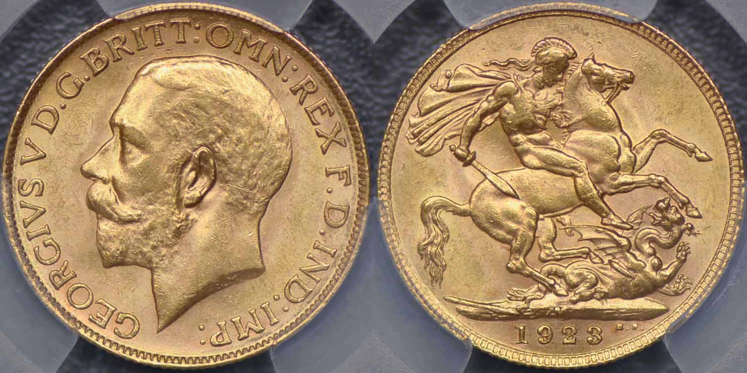Australia, 1923 Melbourne Sovereign, PCGS MS64 - Drake Sterling