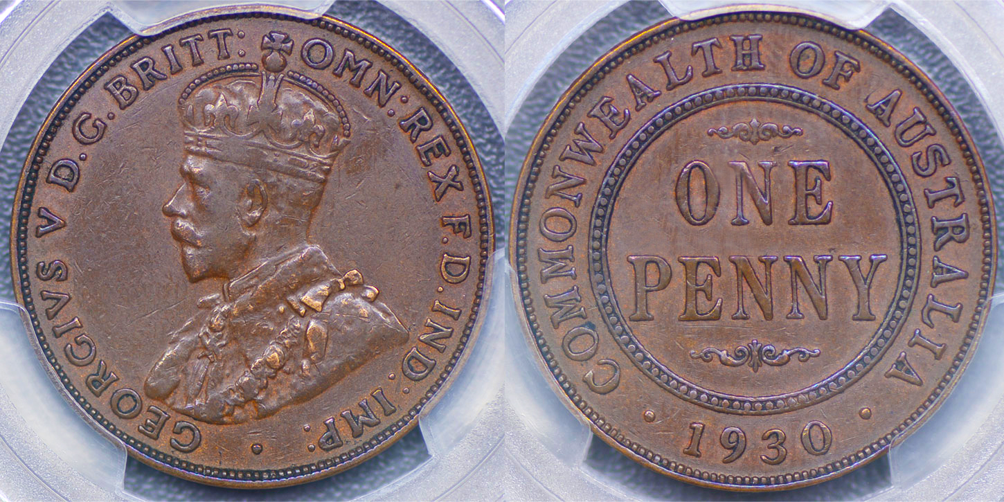 Australia, 1930 Penny, PCGS XF40 - Drake Sterling