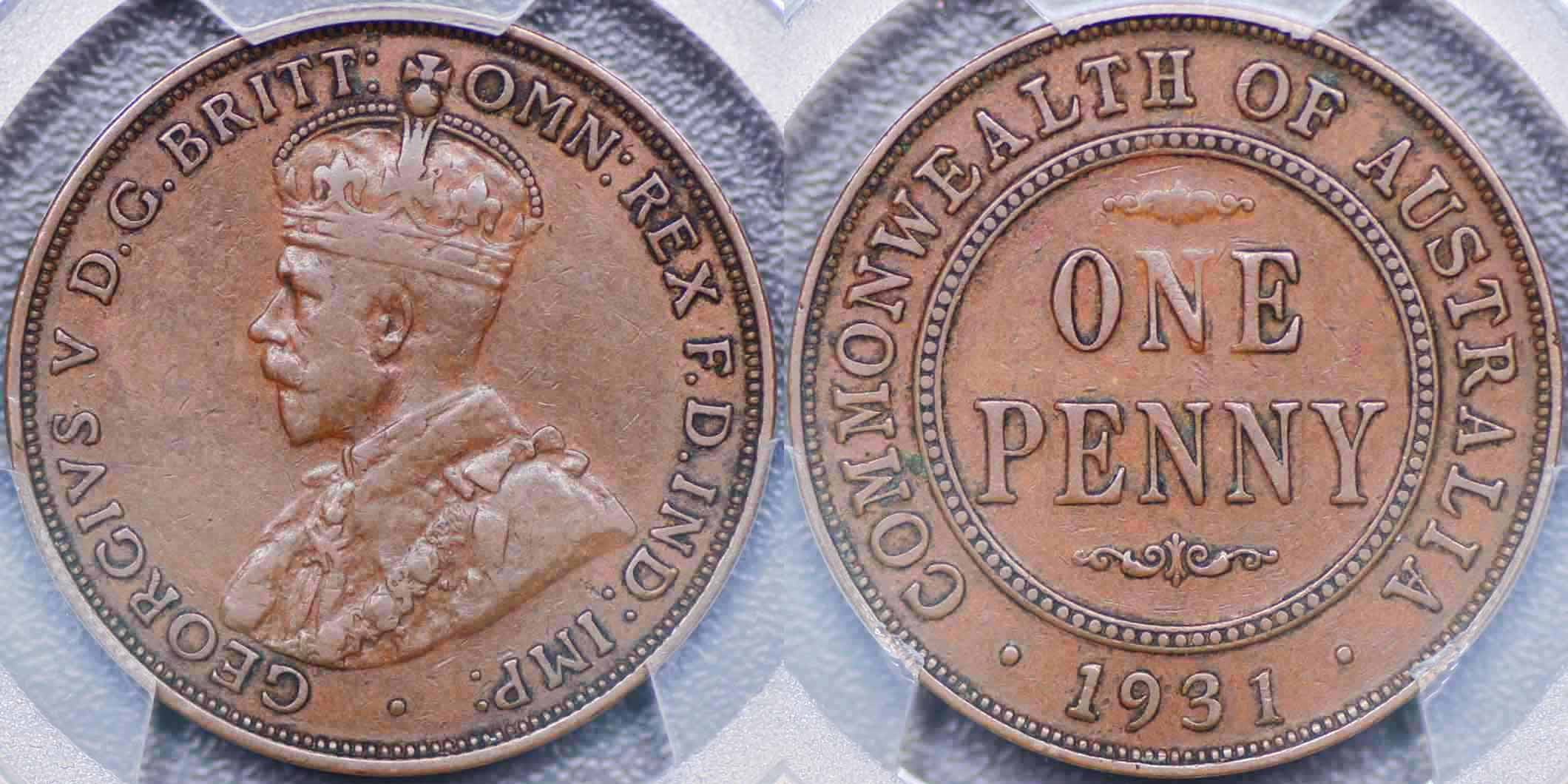 Australia, 1931 Dropped "1" Penny with Indian obverse, PCGS XF40 - Drake Sterling