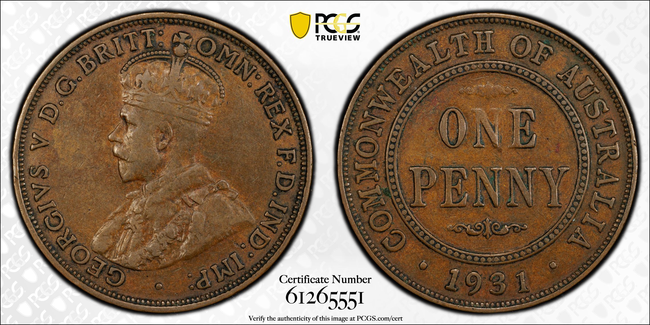 Australia, 1931 Dropped "1" Penny with Indian obverse, PCGS XF40 ...